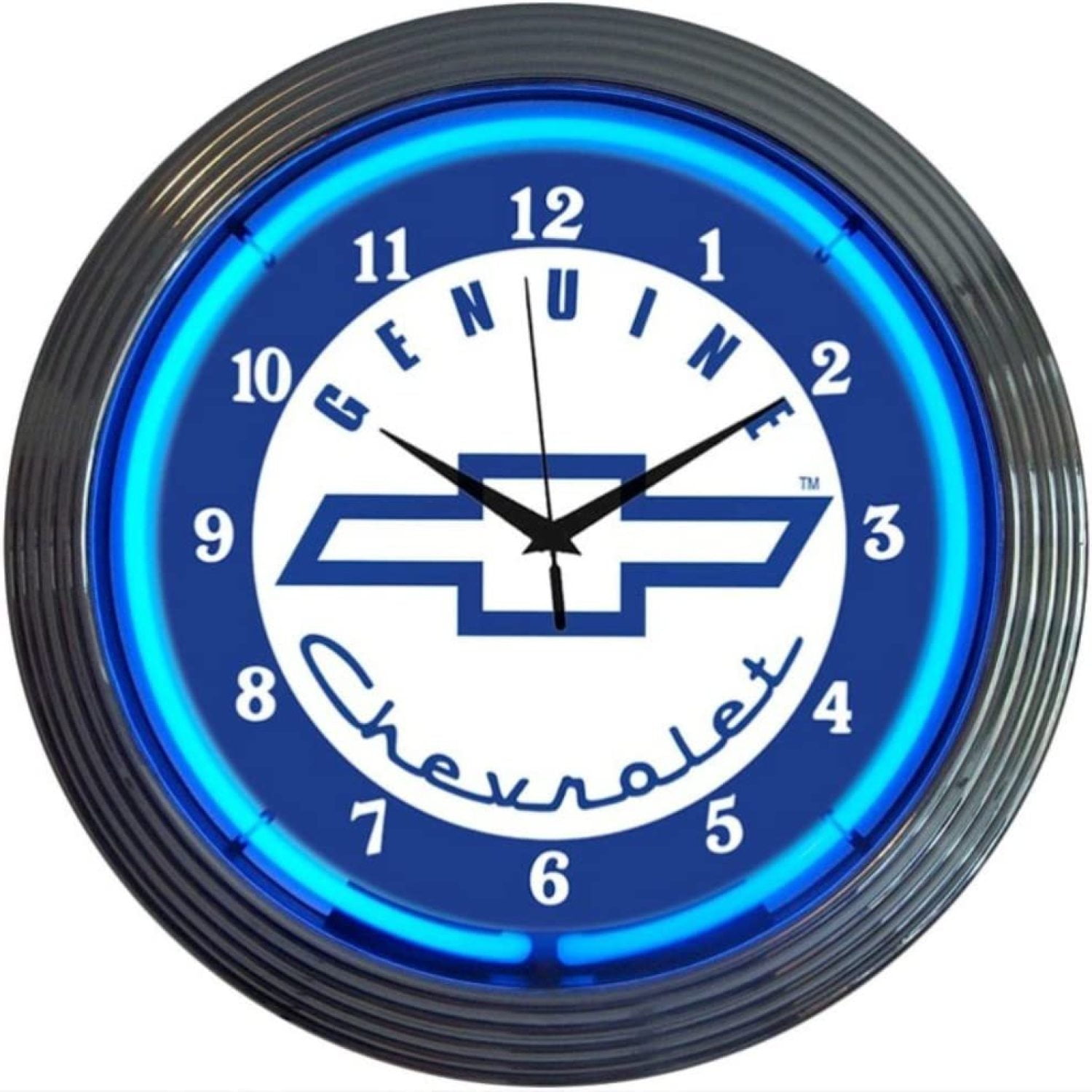 Cars and Motorcycles Genuine Chevrolet Neon Wall Clock 15-Inch Blue ...