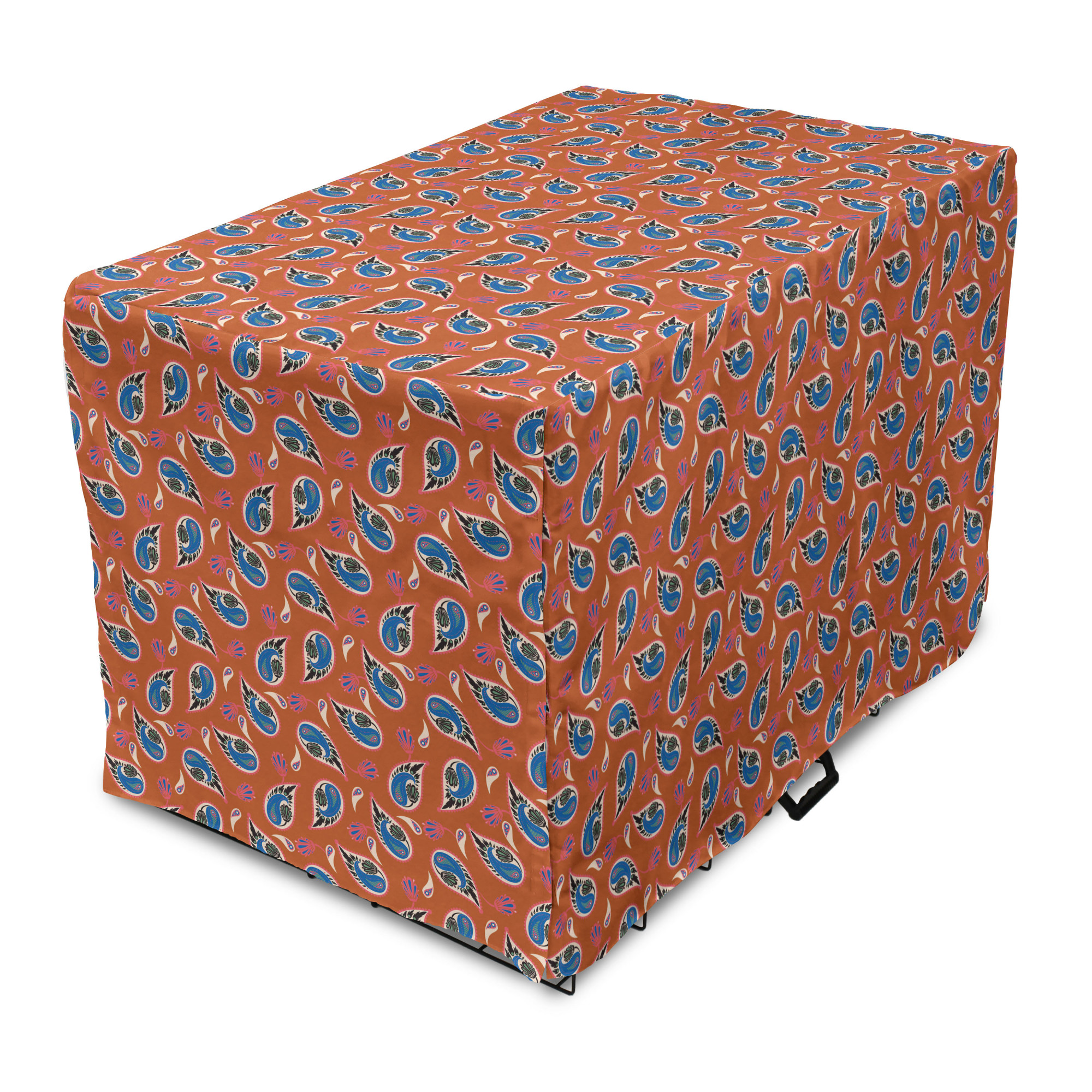 Brown Paisley Dog Crate Cover, Repetitive Folk Fashion Print in Vibrant ...