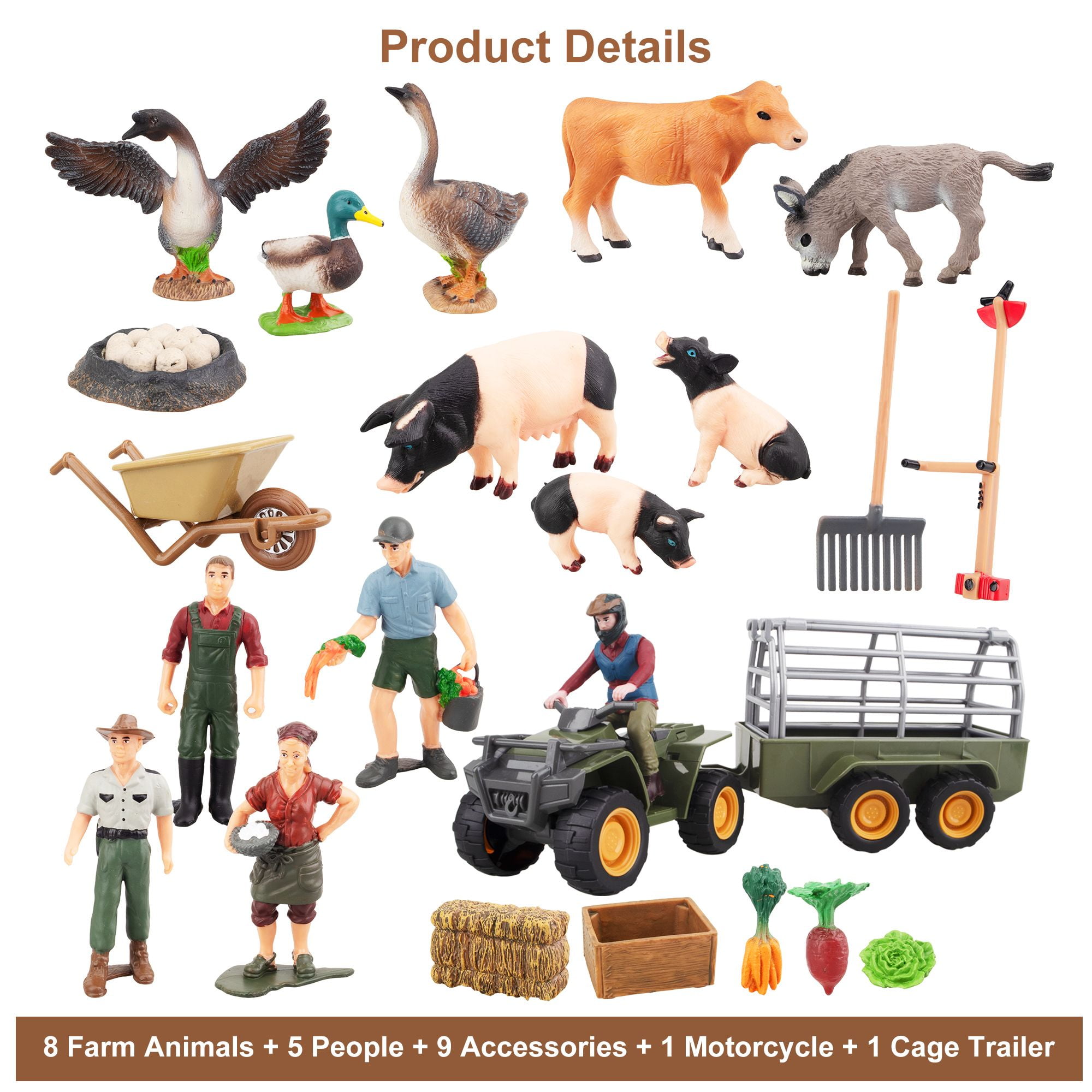 Buy TOYMANY 37PCS Big Farm Animals Figurines Toy with Barn House ...