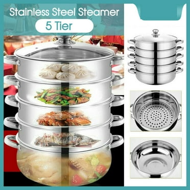 VEVOR 5-Tier Stainless Steel Steamer 11in Multi-Layer Cookware Pot with ...
