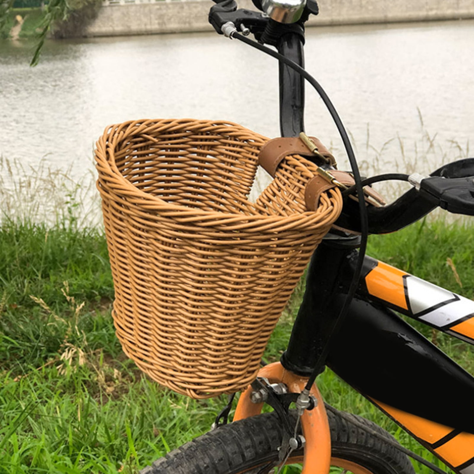 Washranp Woven Plastic Bike Baskets,Large Capacity Front Bicycle Basket ...