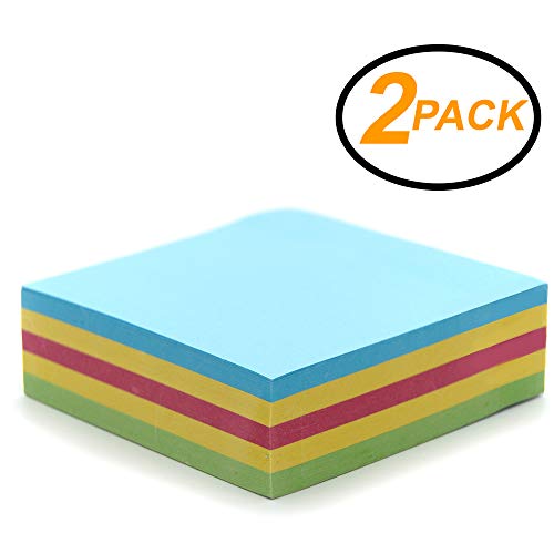 5 Assorted Color Self Stick Note Cube 3”x3”"– (250 Sheets-50 of Each ...