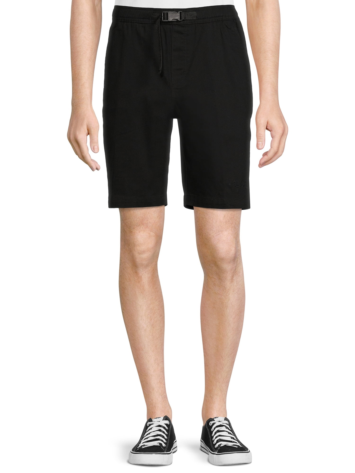 Tony Hawk Men's Stretch Twill Flat Front Shorts with Buckle Closure ...