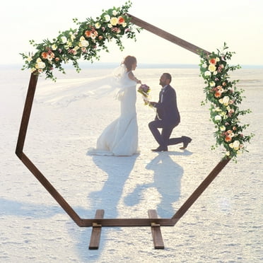 Efavormart 8ft Natural Brown Wood DIY Round Wedding Arch Backdrop Stand ...