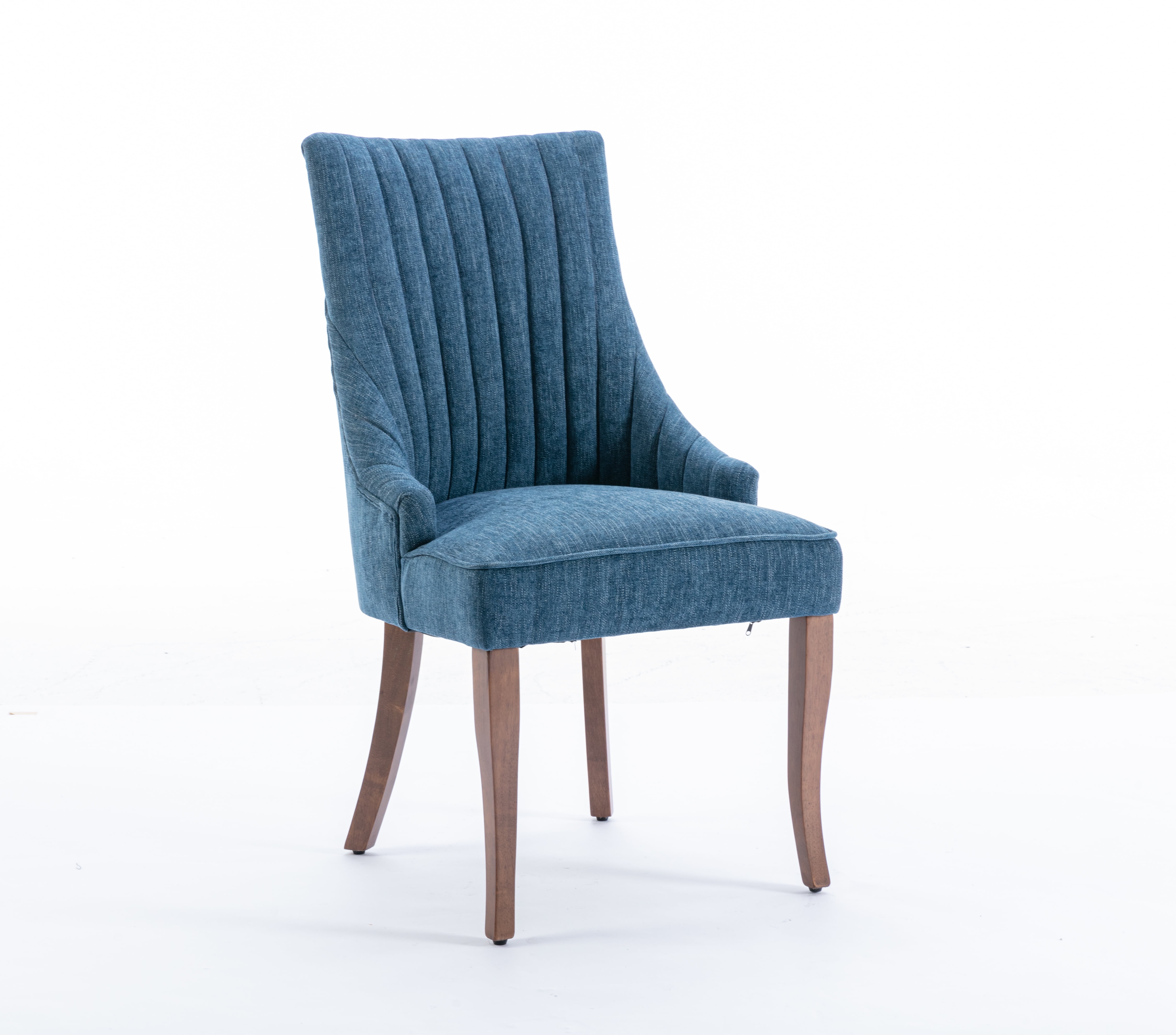 LANTRO JS Exquisite Blue Linen Fabric Upholstered Strip Back Dining ...
