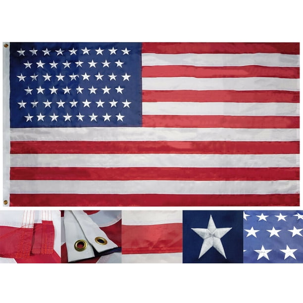 3x5 USA 51 Star Stars Linear Premium 210D Embroidered Sewn Flag Banner ...