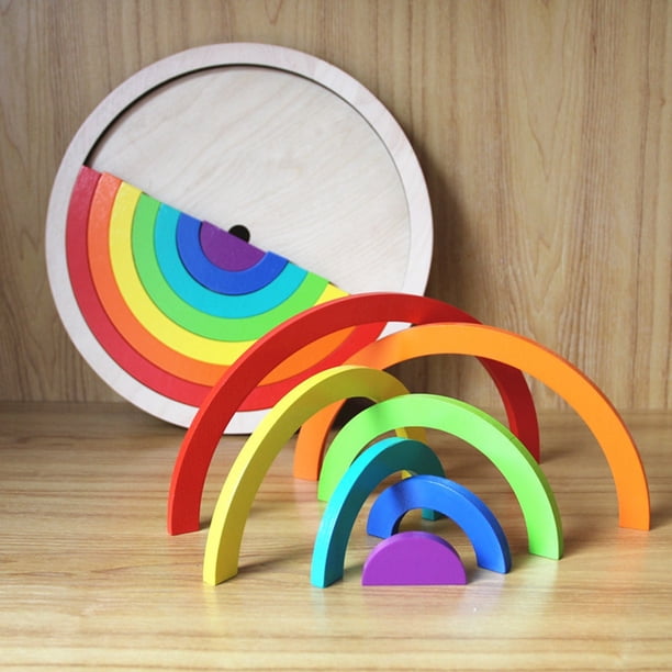 Colorful Wooden Blocks Rainbow Toys For Children Wood Rainbow Building ...