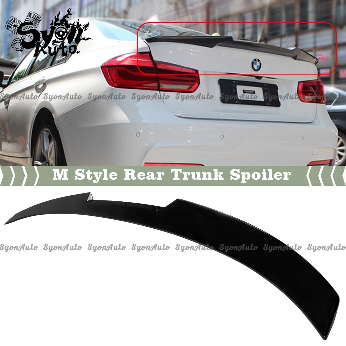 FIT 2012-2018 BMW F30 & 15-18 F80 M3 GLOSSY BLACK M4 STYLE DUCKBILL ...