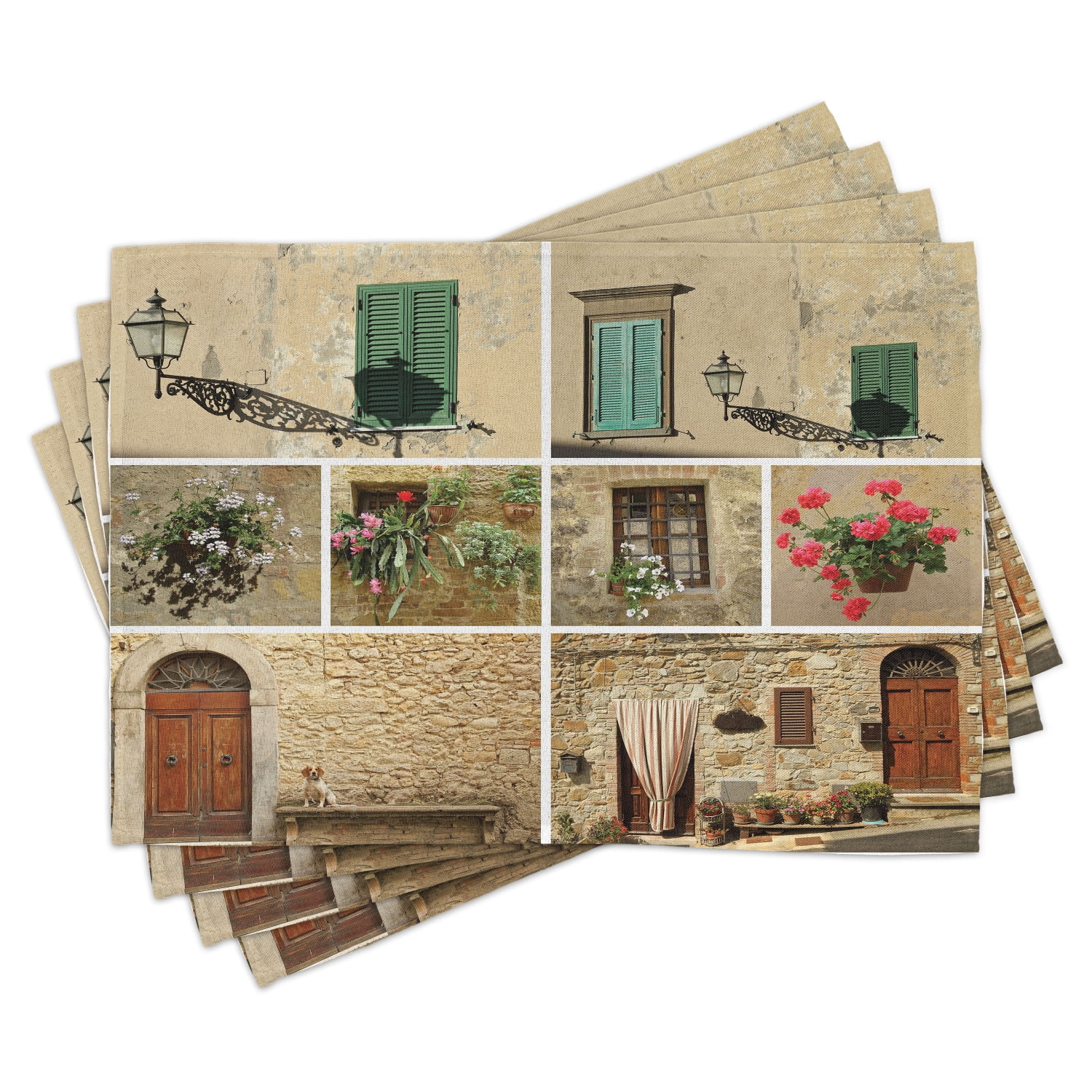Ambesonne Colorful Place Mats Set of 4, Italian Stone Houses, Standard ...