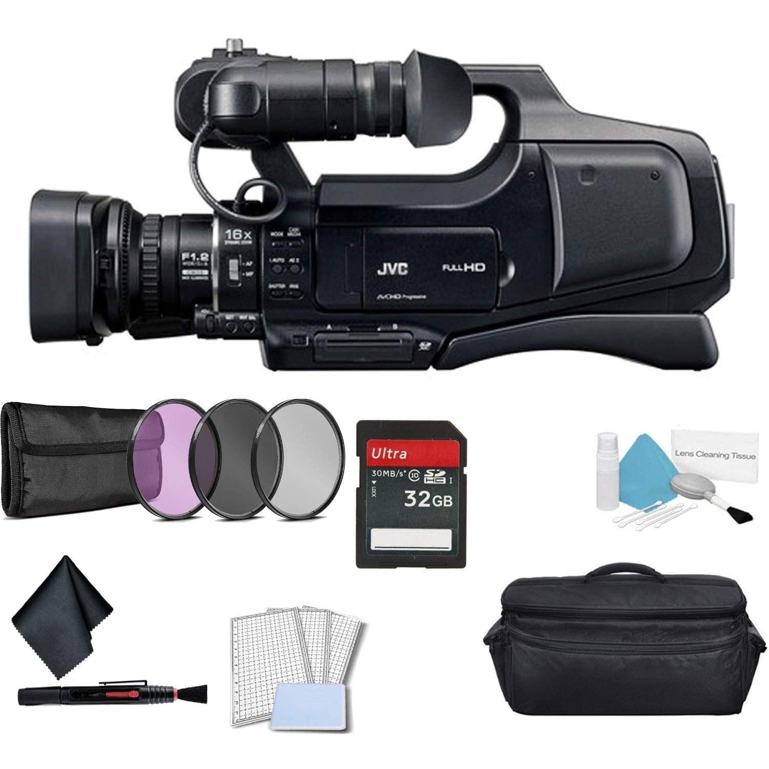 JVC GY-HM70U HD Shoulder Mount Camcorder Bundle +32GB Memory Card ...