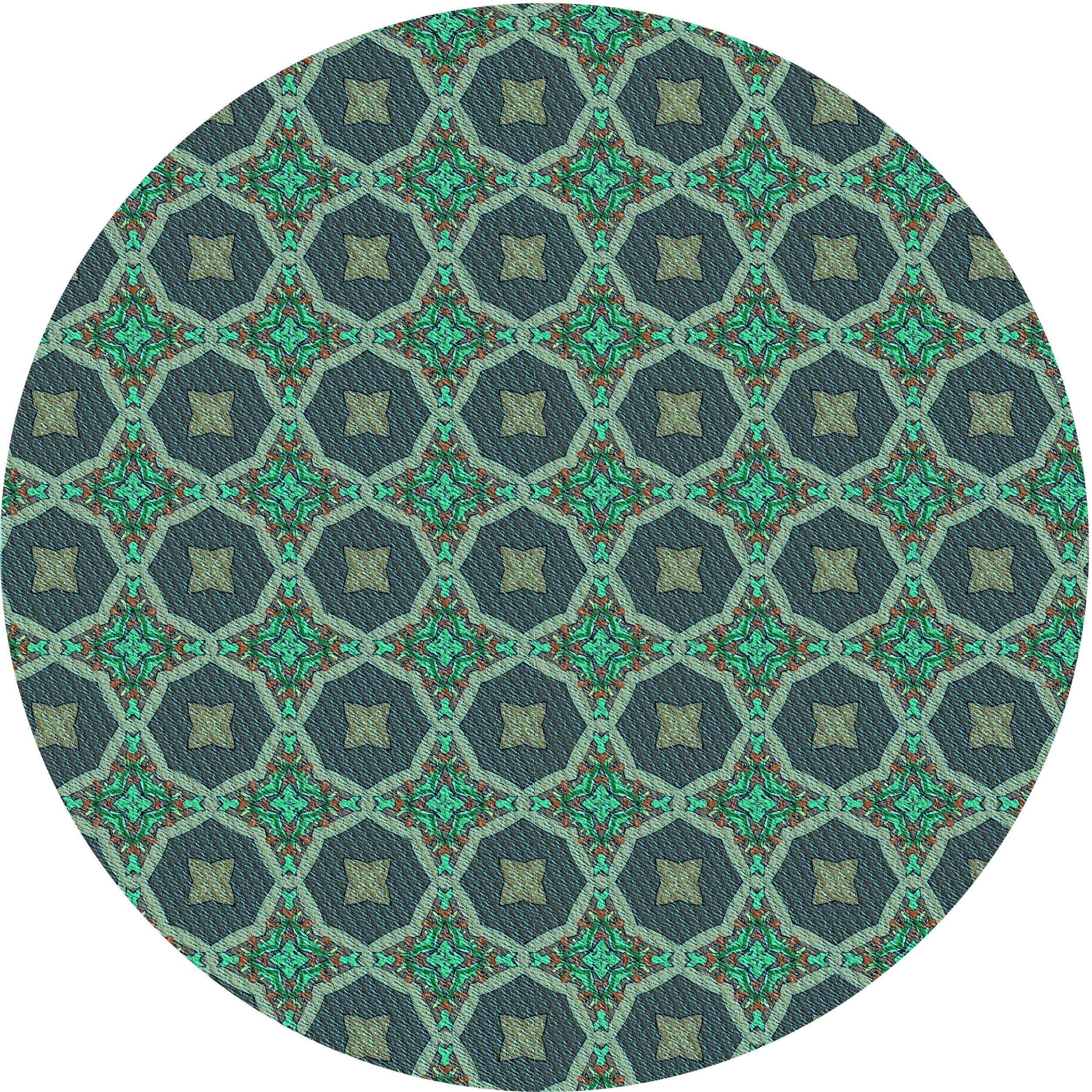 Ahgly Company Indoor Round Patterned Mint Green Area Rugs, 6' Round ...