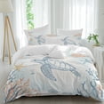 4 Piece Duvet Cover Set Cal king, Summer Ocean Coral Sea Turtle Soft ...