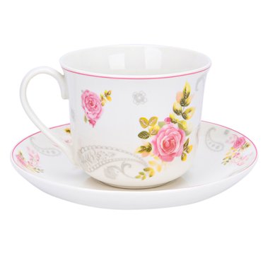 Tea Cup and Saucer Set of 6 (12 pieces), Floral Tea Cups, 8 Oz.Bone China Porcelain - Walmart.com