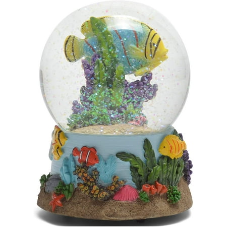 Sandbar Tropical Fish 100MM Water Globe Plays Tune by The Beautiful Sea ...