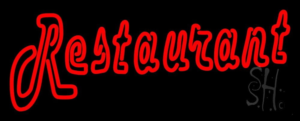 Red Double Stroke Restaurant LED Neon Sign 13 x 32 - inches, Black ...