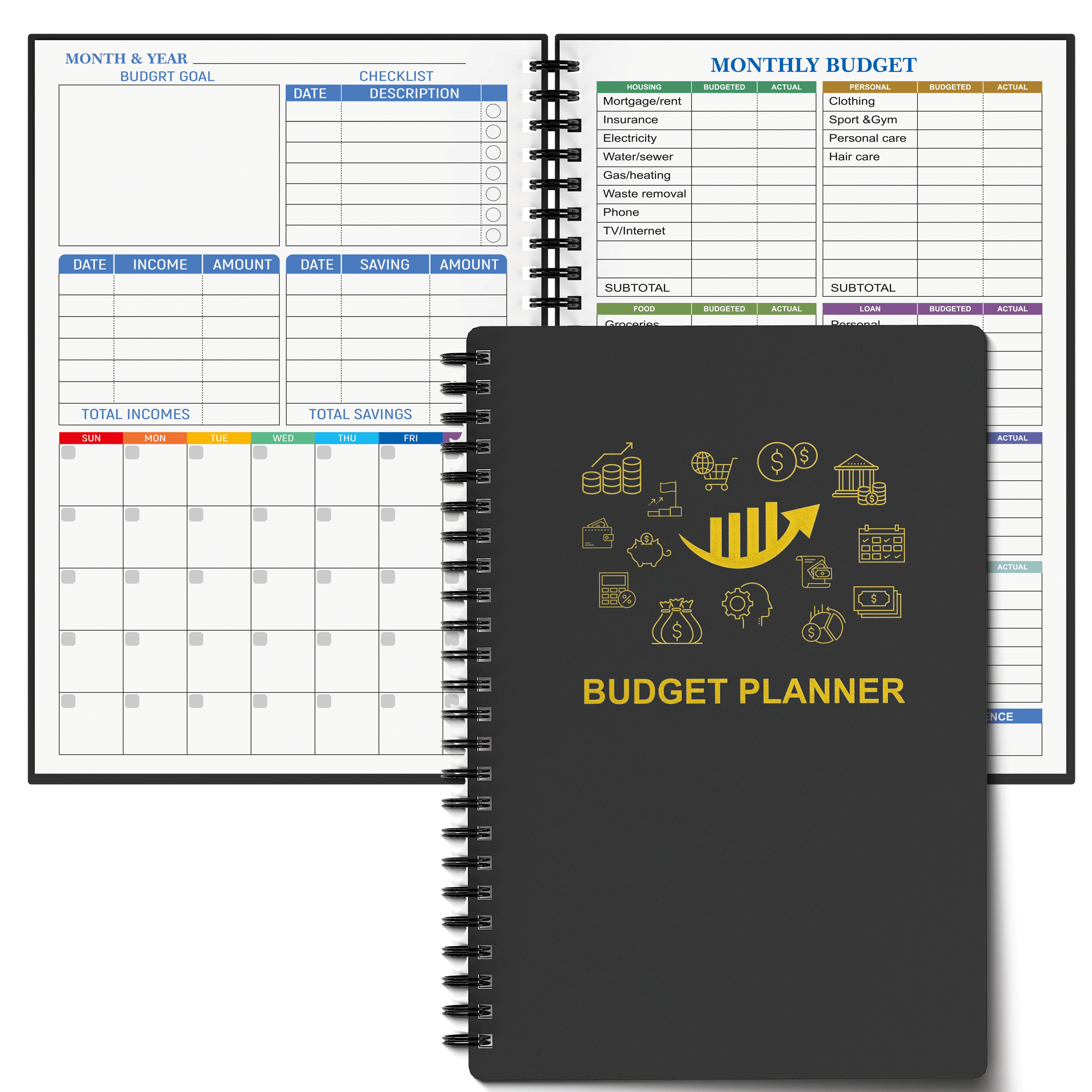 Undated Budget Planner - A5(5.6 X 8.5 inch）,12 Months Financial ...