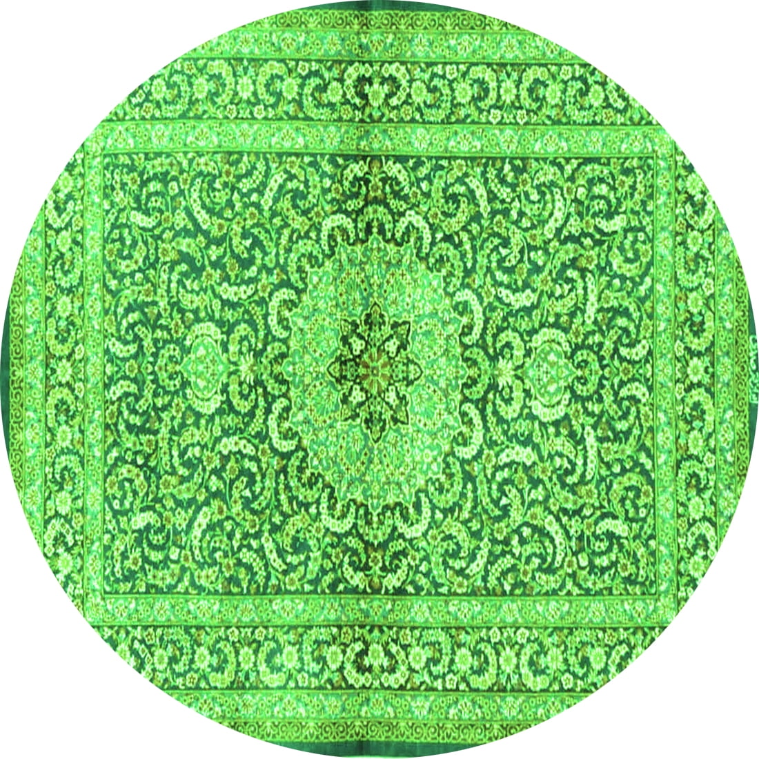 Ahgly Company Indoor Round Medallion Green Traditional Area Rugs, 6 ...