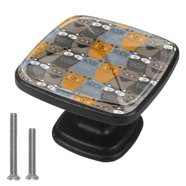 4 Pcs Cabinet Handle Drawer Pulls Cats Kitty Knobs with Screws Square ...