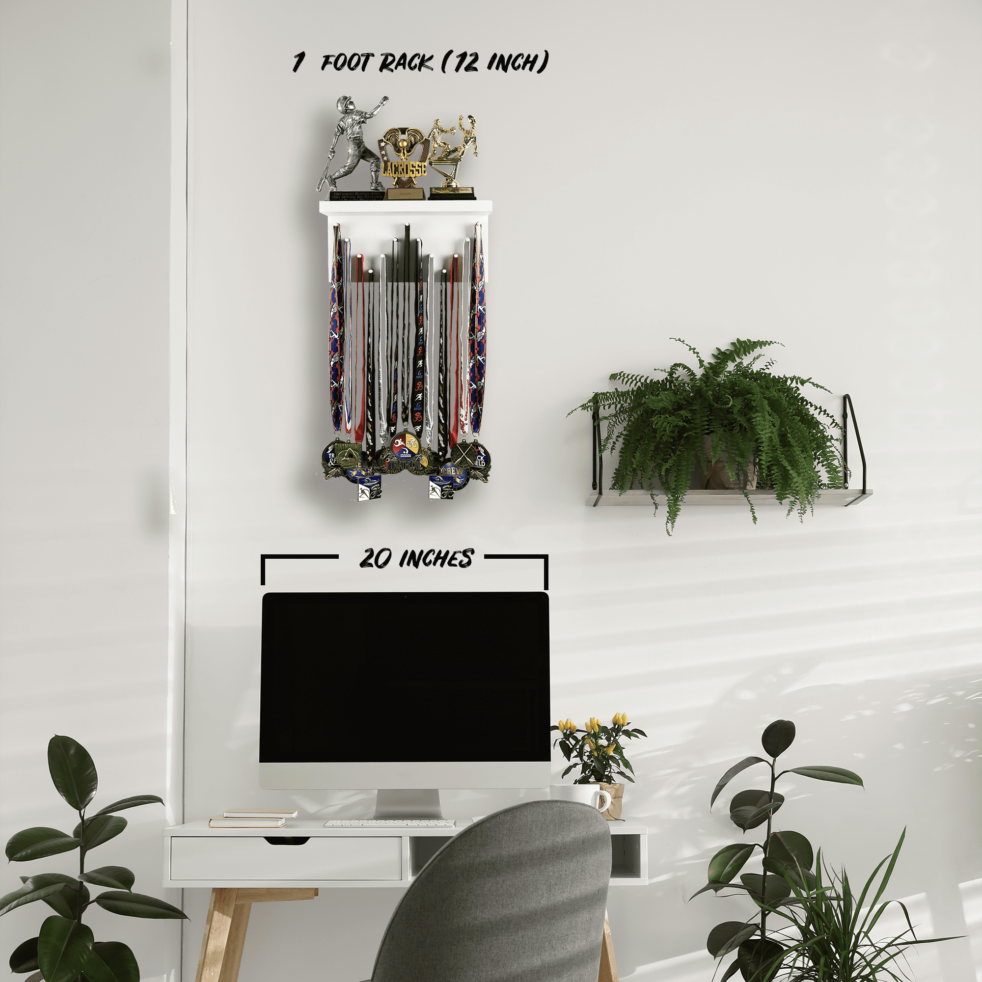 Buy Medal Awards Rack Premier Medal Display and Trophy Shelf – White ...