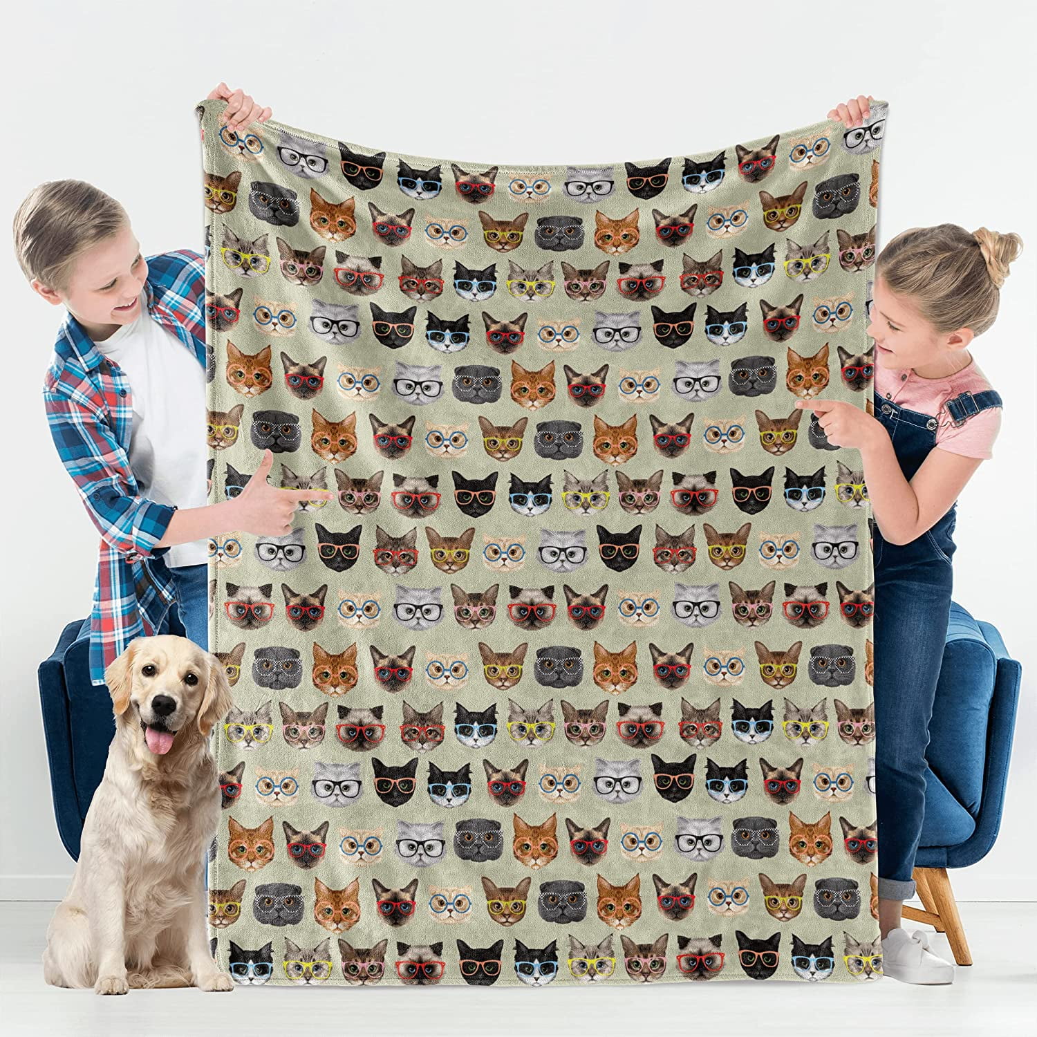 Funny Cats Blanket Kids Throw Blankets for Couch Sofa Travel Camping ...