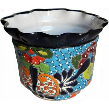 Small-Sized Ayumba Mexican Colors Talavera Ceramic Garden Pot - Walmart.com