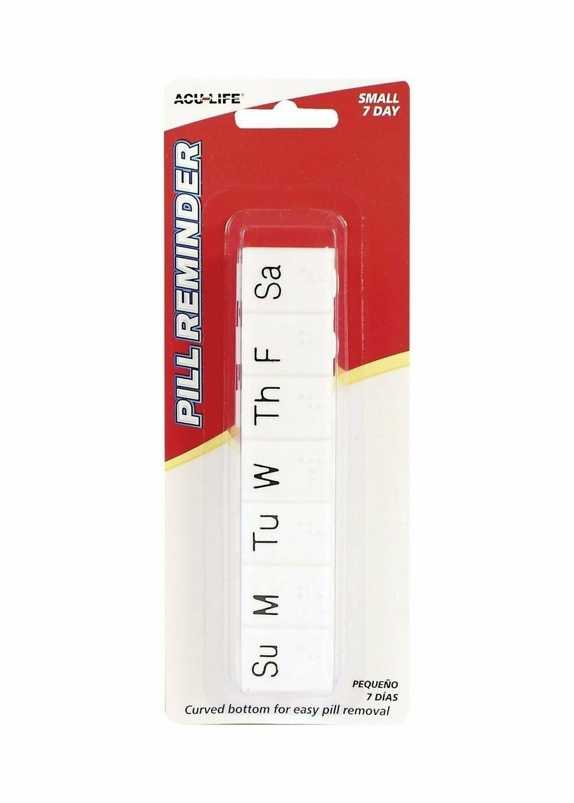Acu-Life 7 Day Pill Organizer Reminder Box Easy-Open Lid, Small, 2-Pack ...