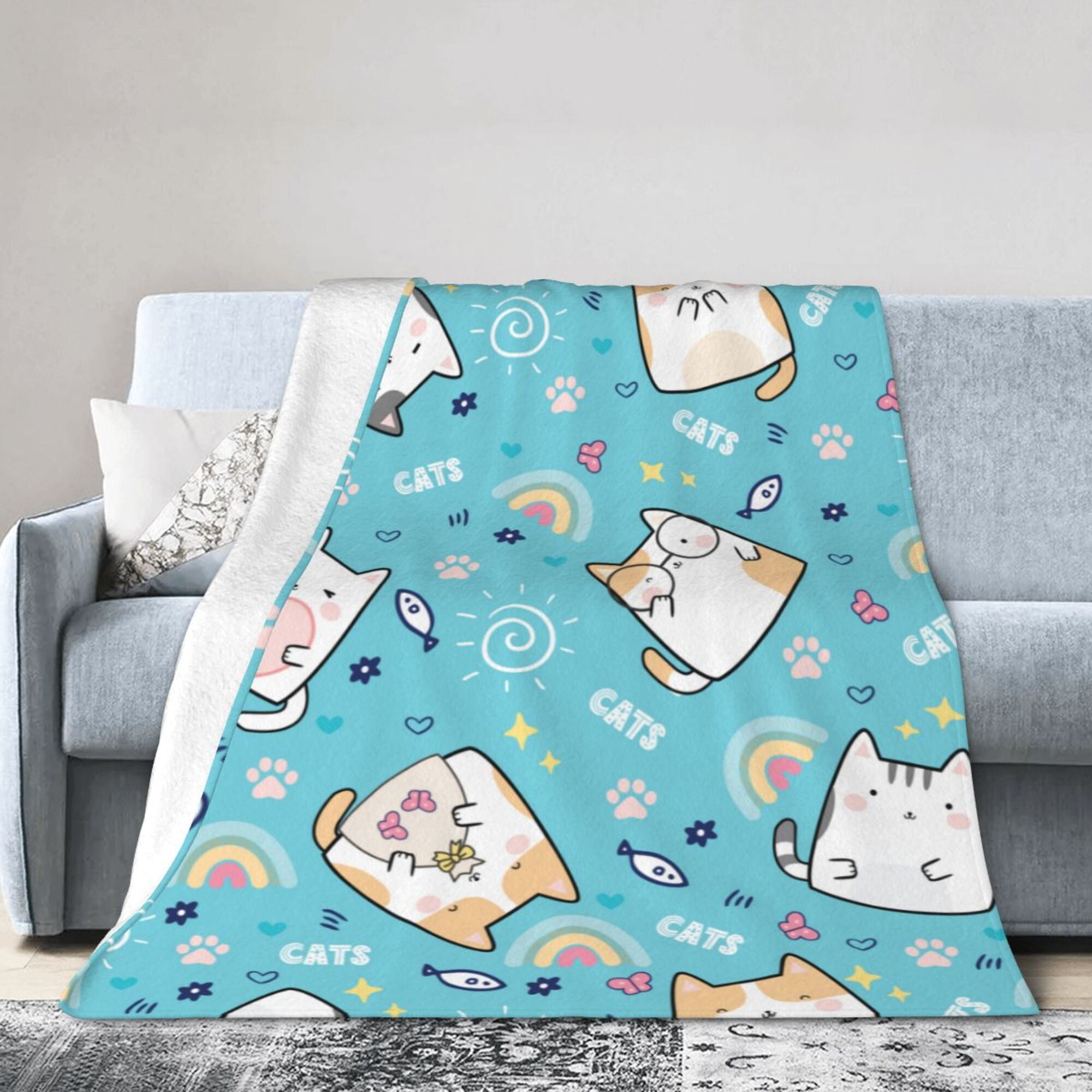 DouZhe Ultra-Soft Micro Fleece Lightweight Flannel Bed Blanket, Kawaii ...