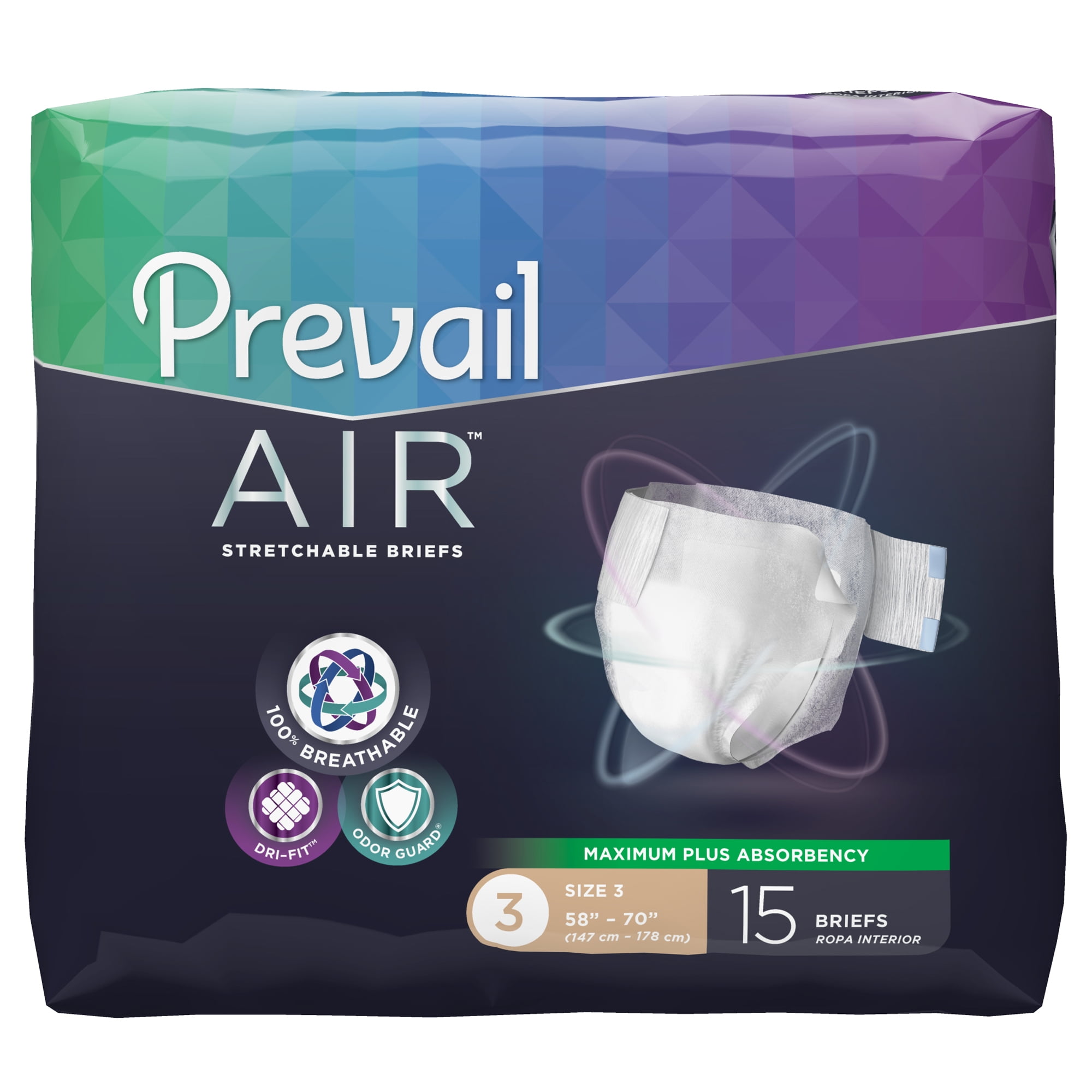 First Quality Prevail Air Size 3 Stretch Brief AIR-014, Maximum Plus ...