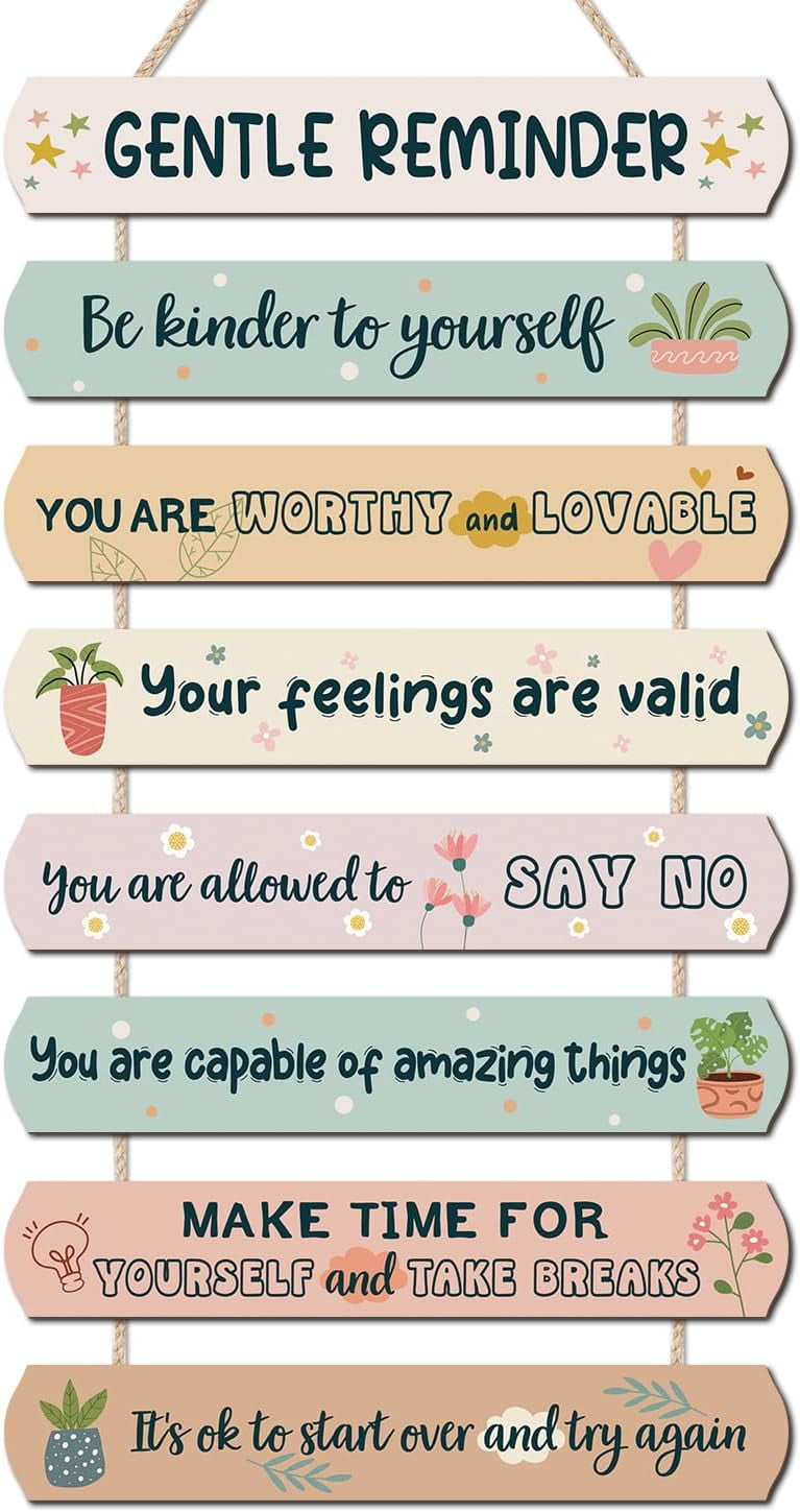 TRAHOO-Gentle Reminders Wooden Sign For Kids Room, Positive ...