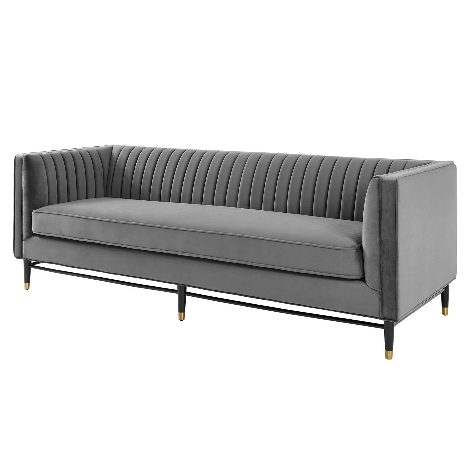 Tufted Sofa, Velvet, Grey Gray, Modern Contemporary Urban Design ...