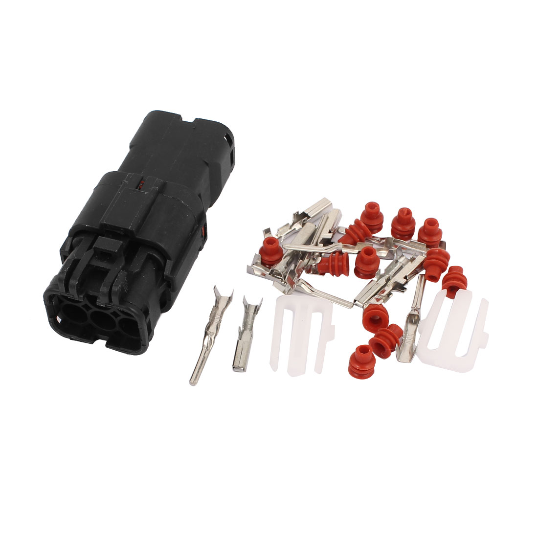 Sealed Weather Proof Connector Kit 1.8mm Terminal Heat Plugs Black for ...