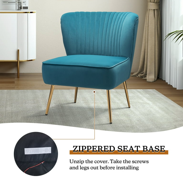 Velvet Accent Chair Set of 2 Upholstered Adult Side Chairs Gold Leg Home Bedroom Blue Walmart