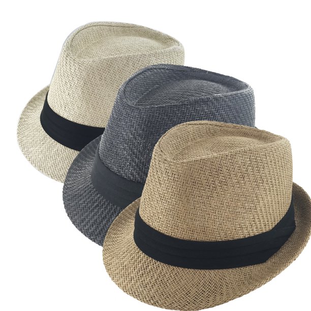 Faddism Traditional Cuban Style Regular Brim Fedora Straw Hat - Walmart ...