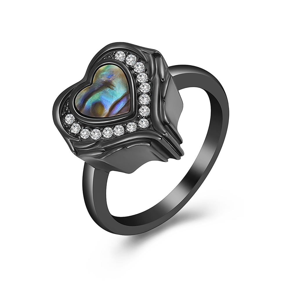 Angel Wings Heart Cremation Ring Holds Loved Ones Ashes, Heart Urn Ring ...