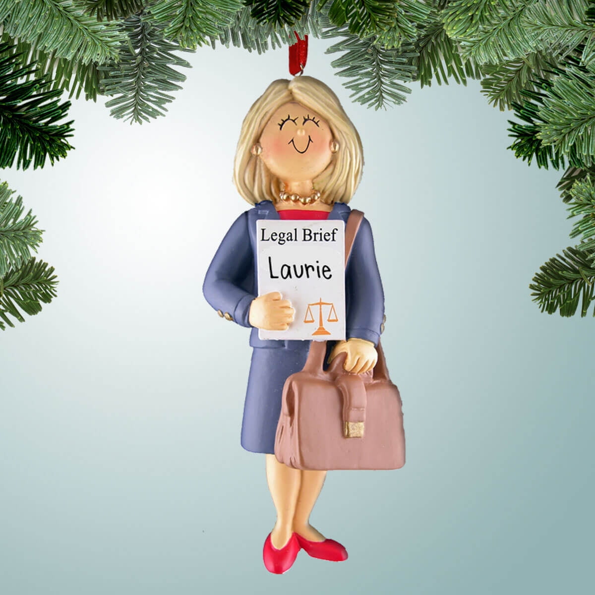 Personalized Female Lawyer with Legal Brief - Blonde Christmas Ornament ...