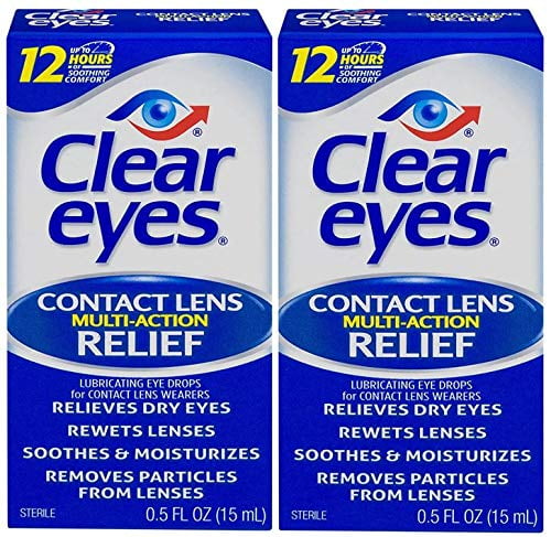 Clear Eyes Eye Drops, Contact Lens Multi-Action Relief,2 Count ...