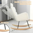 PAPROOS Indoor Teddy Fabric Rocking Chair, High Backrest Glider Rocker ...
