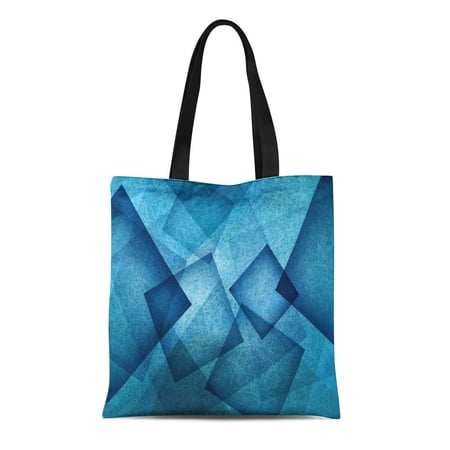 POGLIP Canvas Tote Bag Blue Rectangle and Diamond Shapes in Layers ...