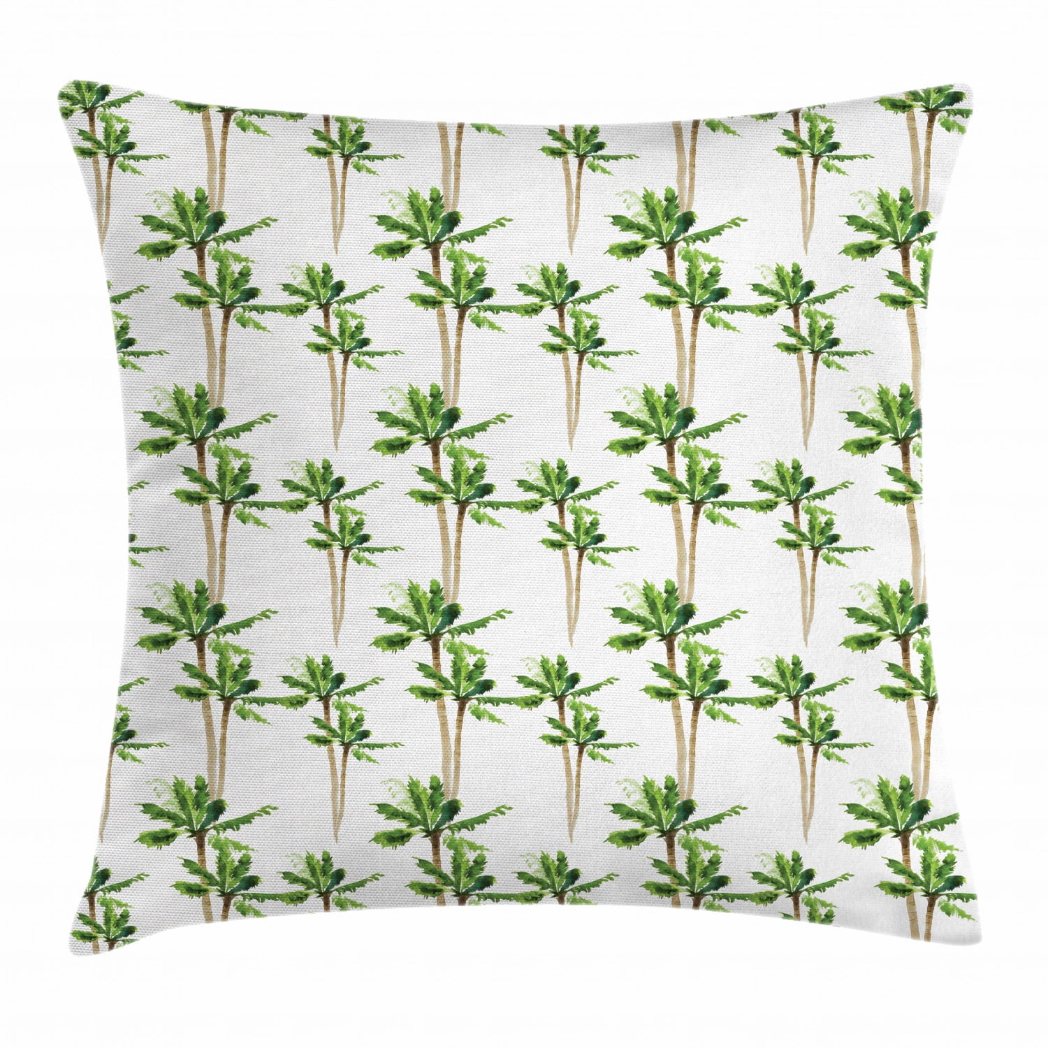 Palm Tree Throw Pillow Cushion Cover, Watercolor Style Forest Pattern ...