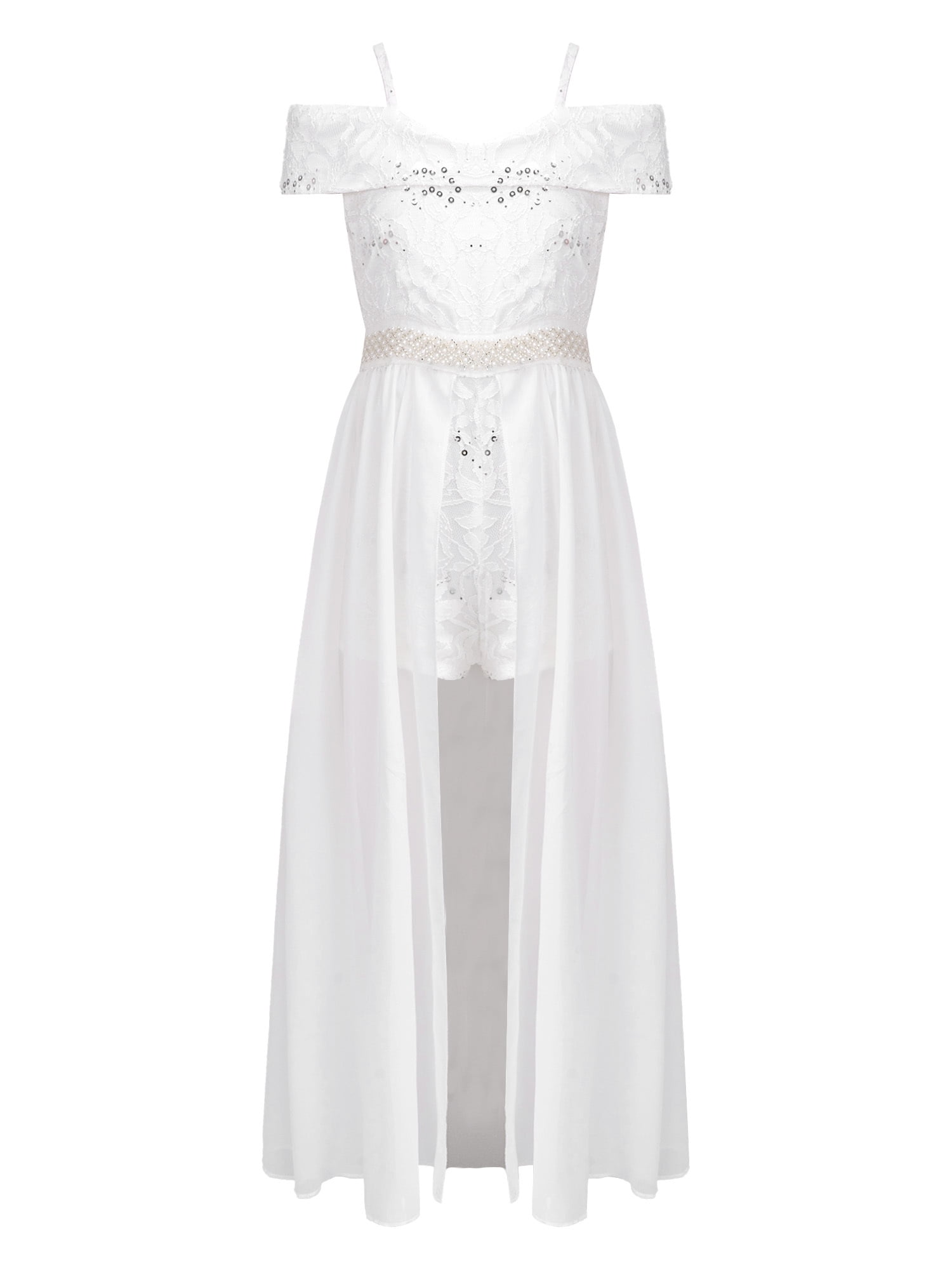 CHICTRY Kids Girls Off-the-Shoulder Overlay Romper Dress Chiffon Floral ...