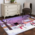 Cartoon Winter Snowman Area Rug 2.7x5ft Christmas Snowflakes Penguins ...