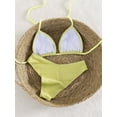 Cadet Blue Womens Halter Tie Front Triangle Bikini Set, High Cut Bottom ...