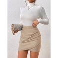 Apricot Ruched Bodycon Mini Skirt For Women With Asymmetrical Draping ...