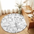 Round Area Rugs 3ft Modern Character Face Abstract Line Arts Soft ...