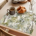 Abstract Leaf Cotton Linen Placemats Set of 2, Spring Vintage Tropical ...