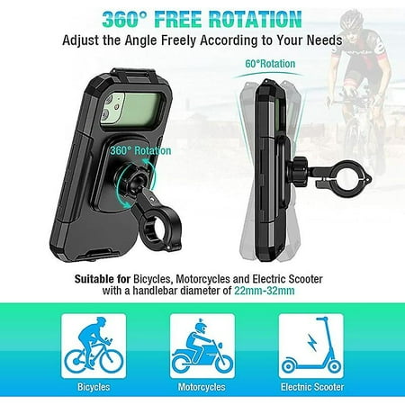 Waterproof Motorcycle Phone Holder 360 Rotation Anti-vibration Bike ...