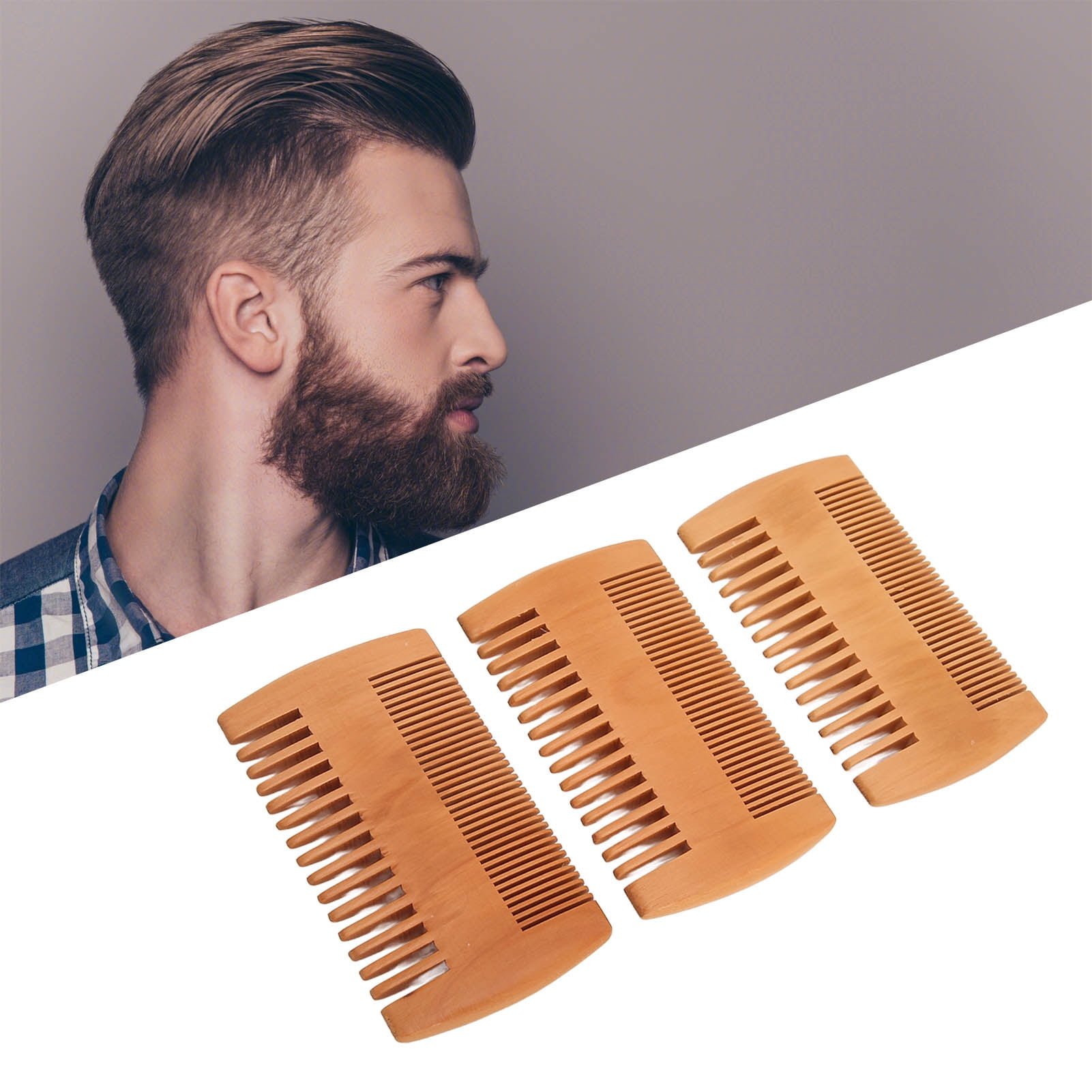 FAGINEY 3pcs Beard Comb Kit Double Sided Fine Wide Teeth Prevent Static ...