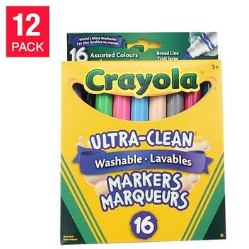 Crayola 16-count Ultra-Clean Washable Broad Line Markers , 12-pack ...