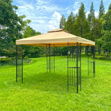 Costway Outdoor 10'x10' Square Gazebo Canopy Tent Shelter Awning Garden ...