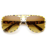 Classic Metal Square Lens Aviator Sunglasses Curved Crossbar 53mm (Gold ...